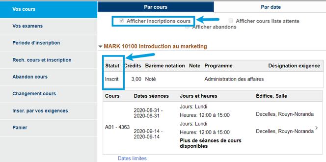 Comment vérifier si je suis bien inscrit à un cours? | Étudiant | Zone Info en ligne | HEC Montréal